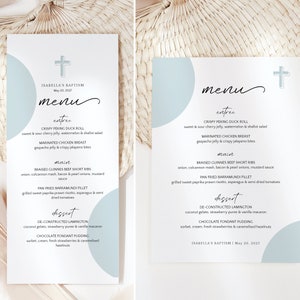 Baptism Menu Template Christening Printable Menu Template - Etsy