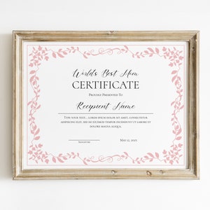 Editable Best Mom Award Certificate Template, Gift for Mothers Day ...