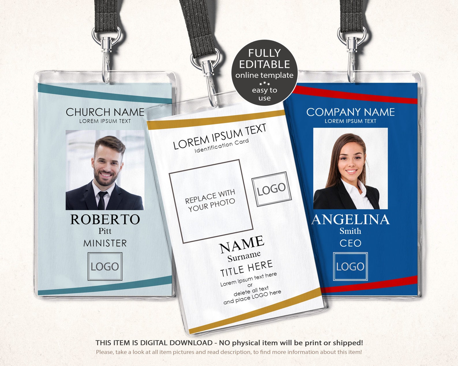 Editable Photo ID Card Template Custom Membership Card - Etsy