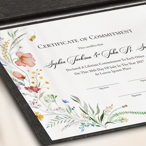 Editable Commitment Certificate Template Printable Marriage - Etsy