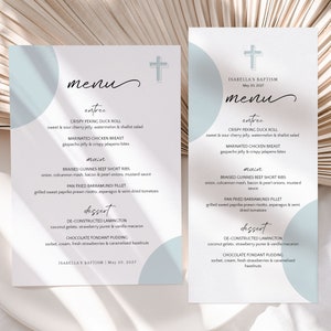 Baptism Menu Template, Christening Printable Menu Template EDITABLE ...