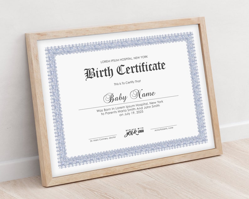 Birth Certificate Template Printable Certificate of Birth Baby | Etsy