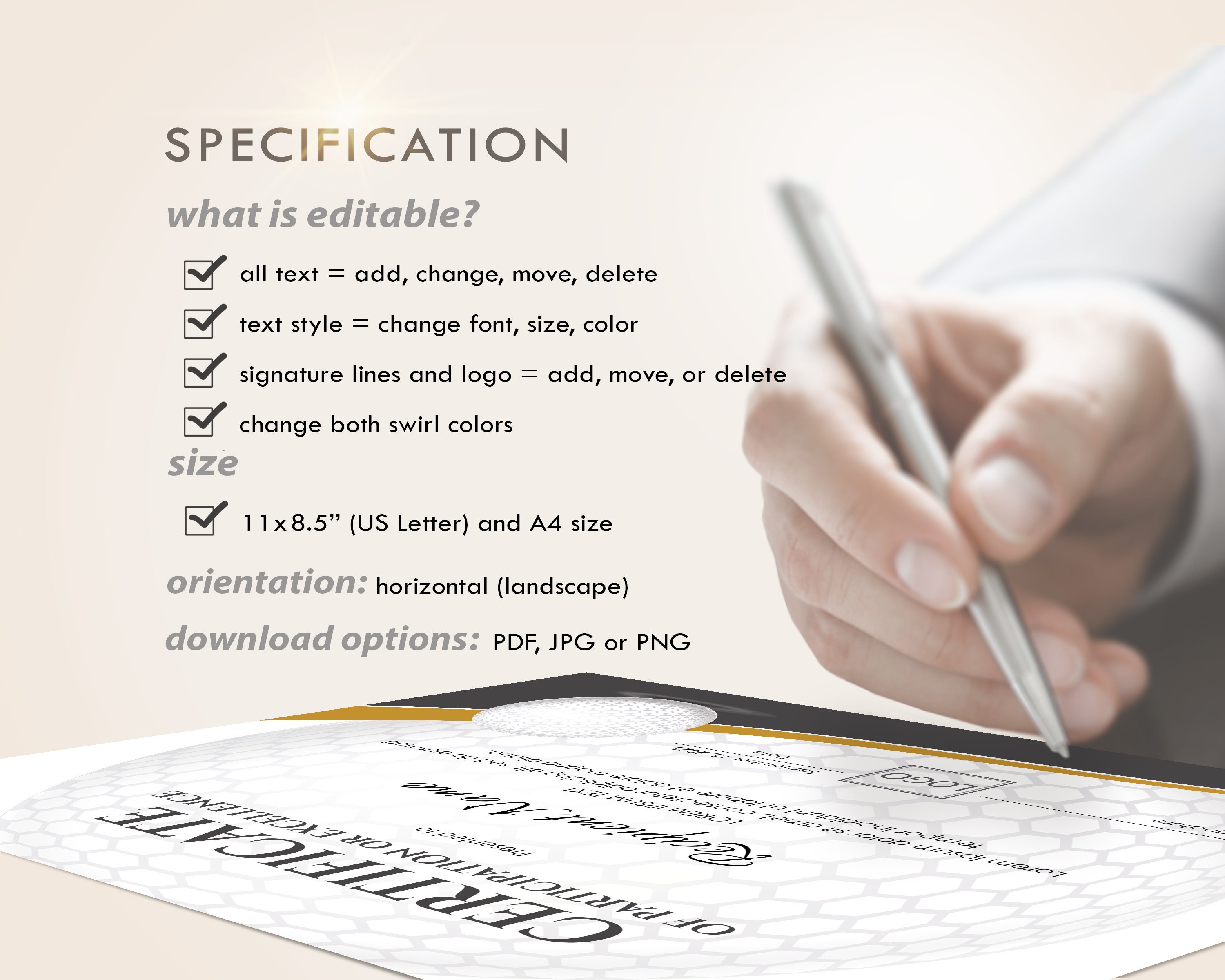 EDITABLE Golf Certificate Template Sports Certificate Award - Etsy