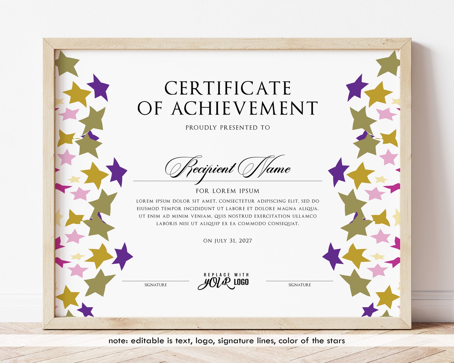 Employee Appreciation Achievement Awards Gold Stars Editable - Etsy