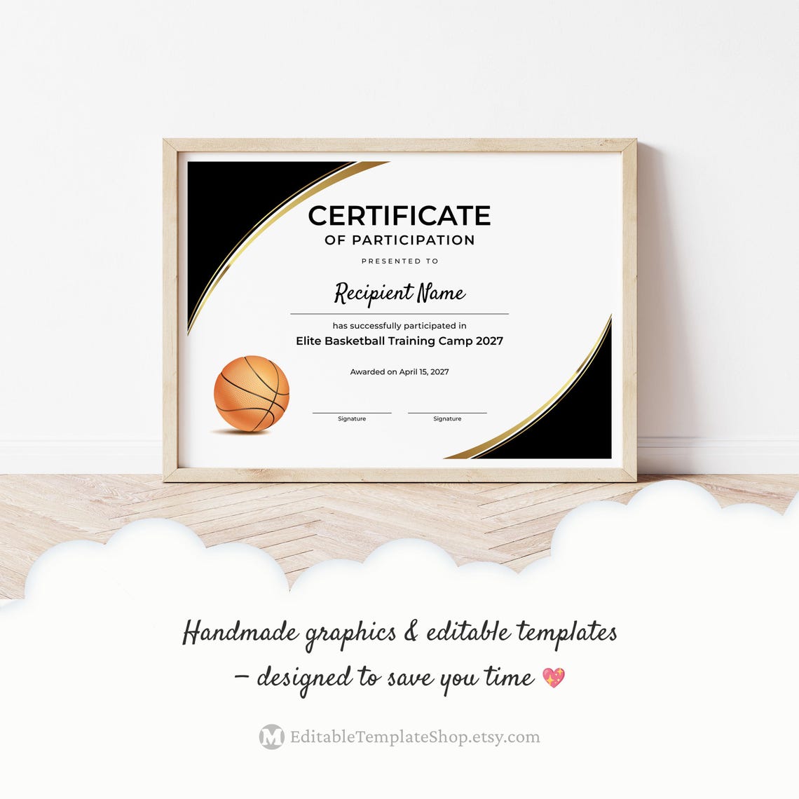 EDITABLE Basketball Award Certificate Template Printable Sports ...