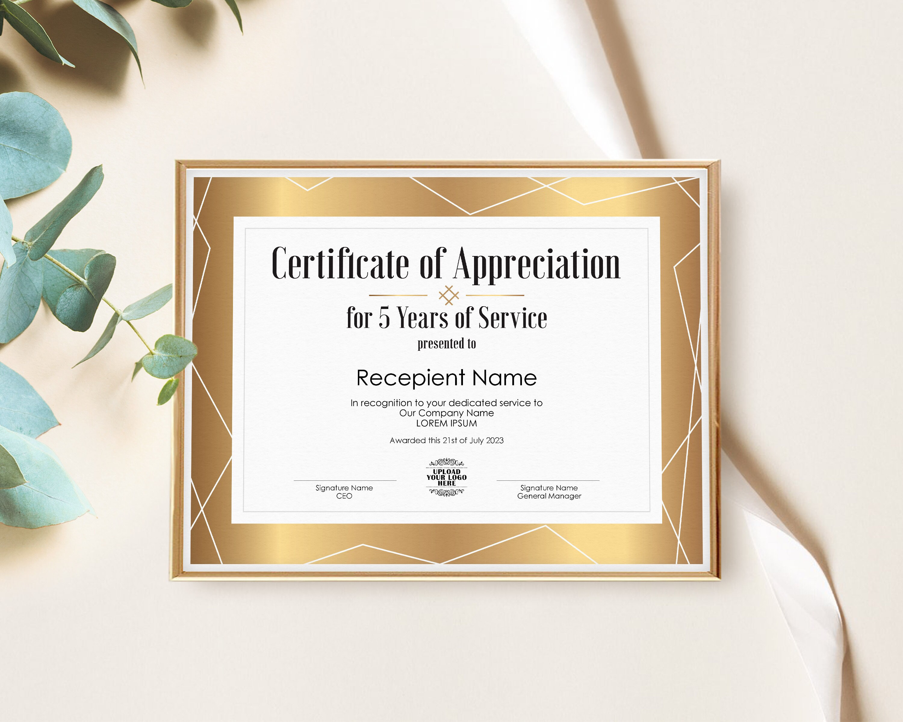 5 Years Of Service Editable Certificate Of Appreciation Template All 
