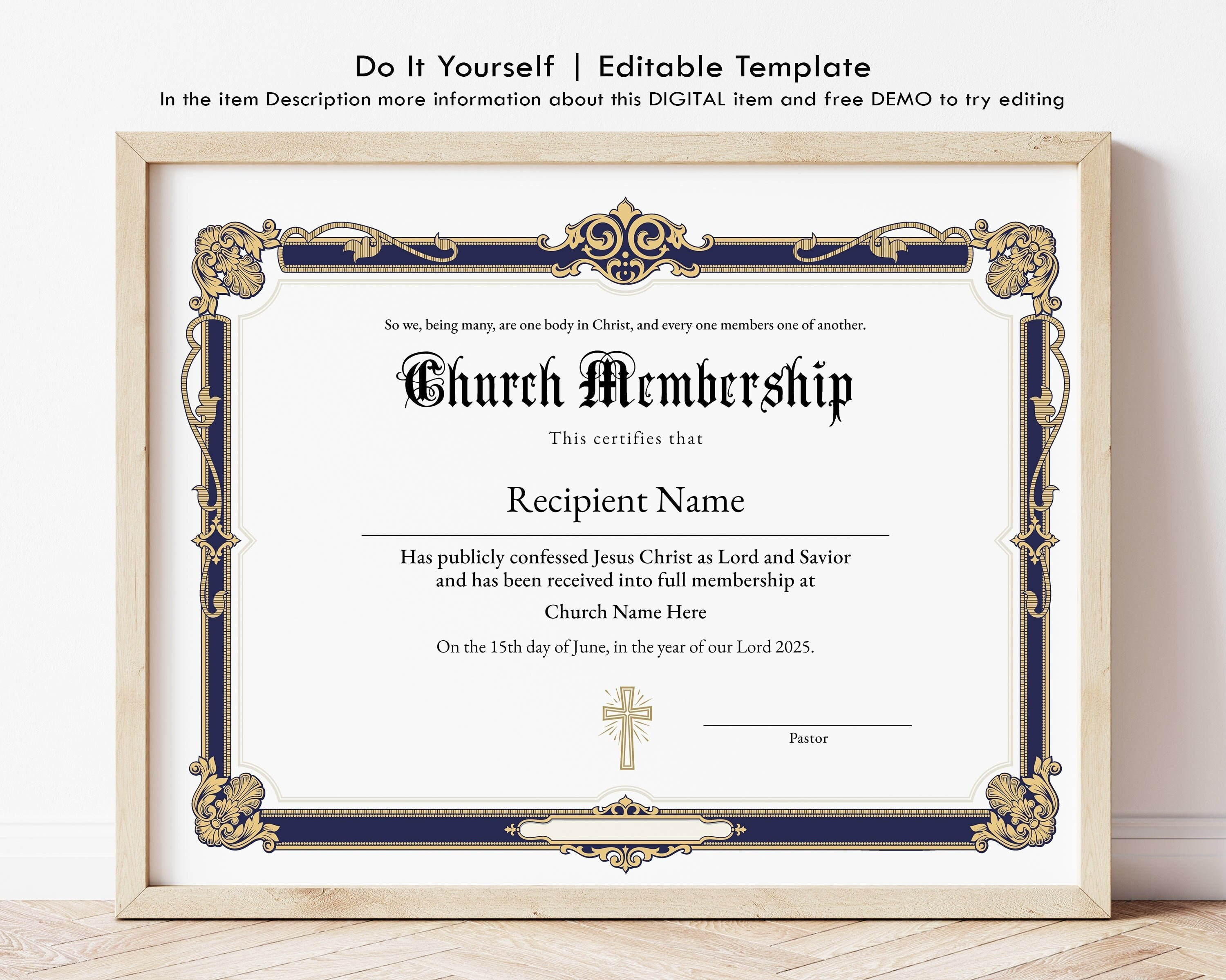 Church Membership Certificate Template