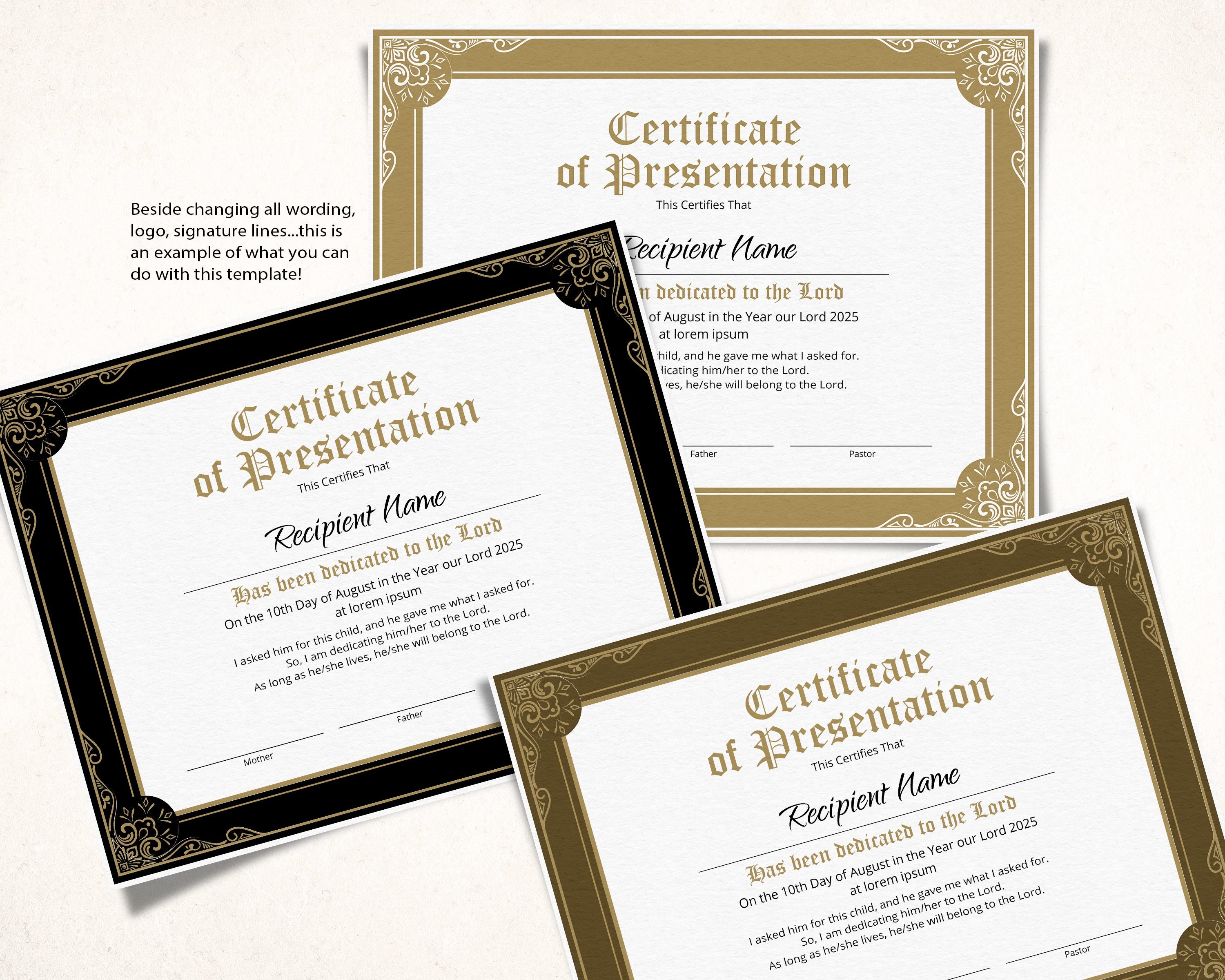 Editable Certificate of Presentation Template Printable - Etsy UK