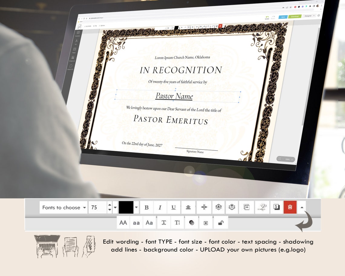 Pastor Emeritus Church Recognition Certificate Template - Etsy