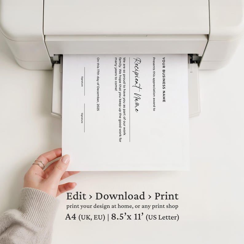 15 Years of Service Anniversary Award Certificate of Appreciation ...