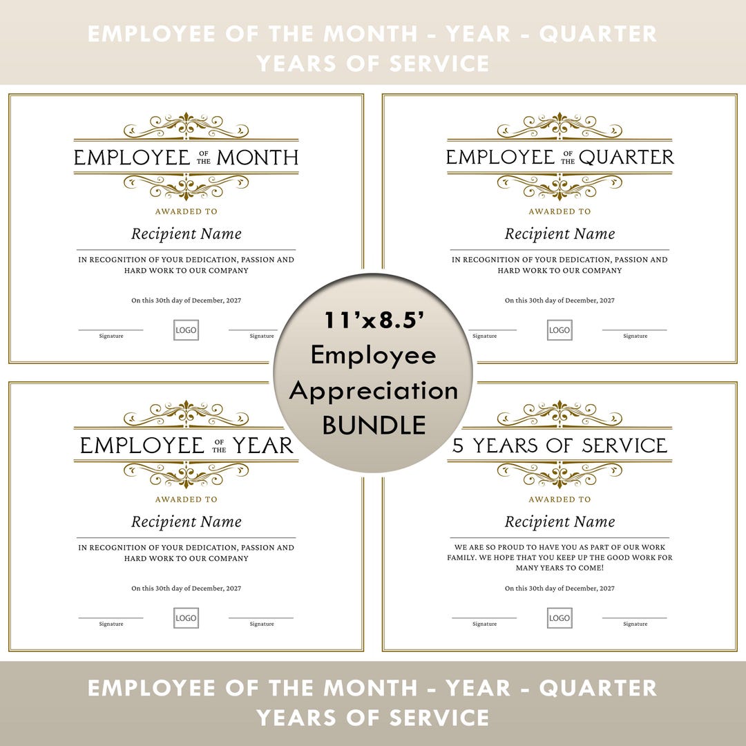 Editable Years of Service Employee of the Month Employee of the Quarter ...