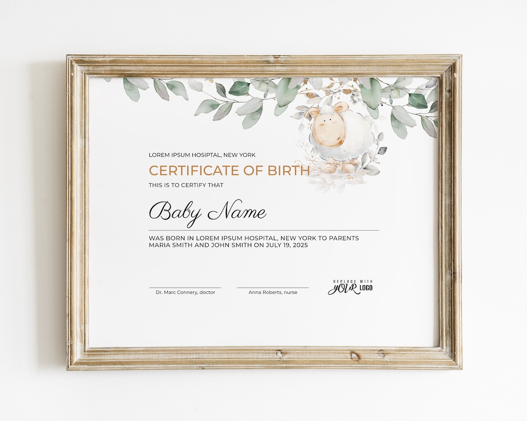 Baby Birth Certificate Template Editable Certificate of - Etsy