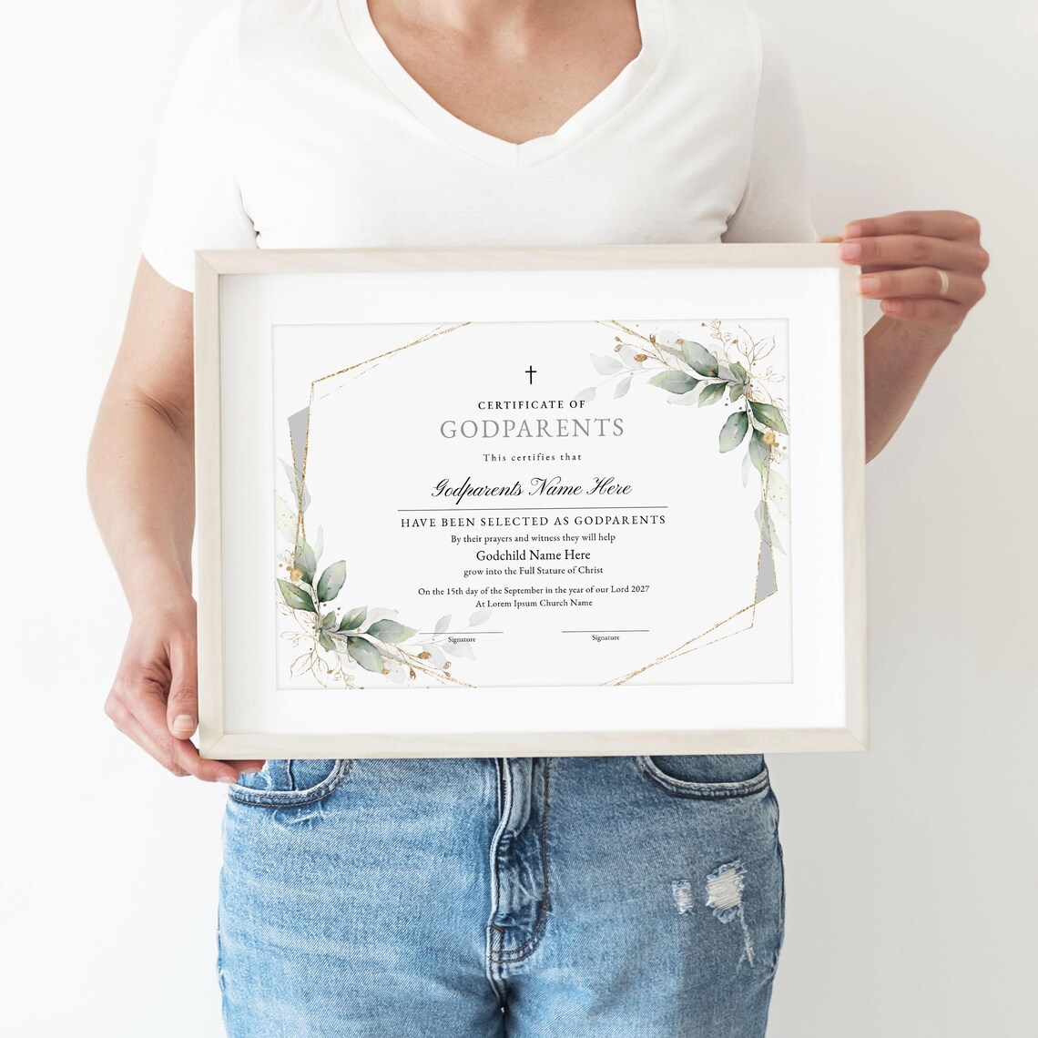 Editable Godparents Certificate Template Godparents Gift Christening ...