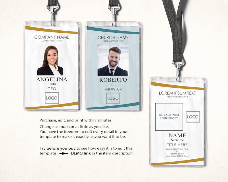 Editable Photo ID Card Template Custom Membership Card - Etsy