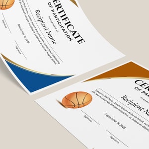 EDITABLE Basketball Award Certificate Template Printable Sports ...
