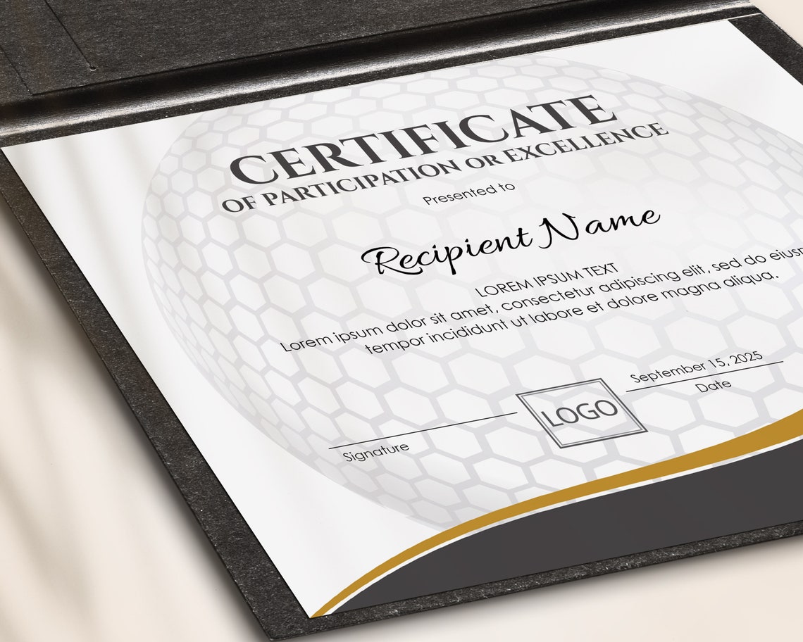 EDITABLE Golf Certificate Template Sports Certificate Award - Etsy