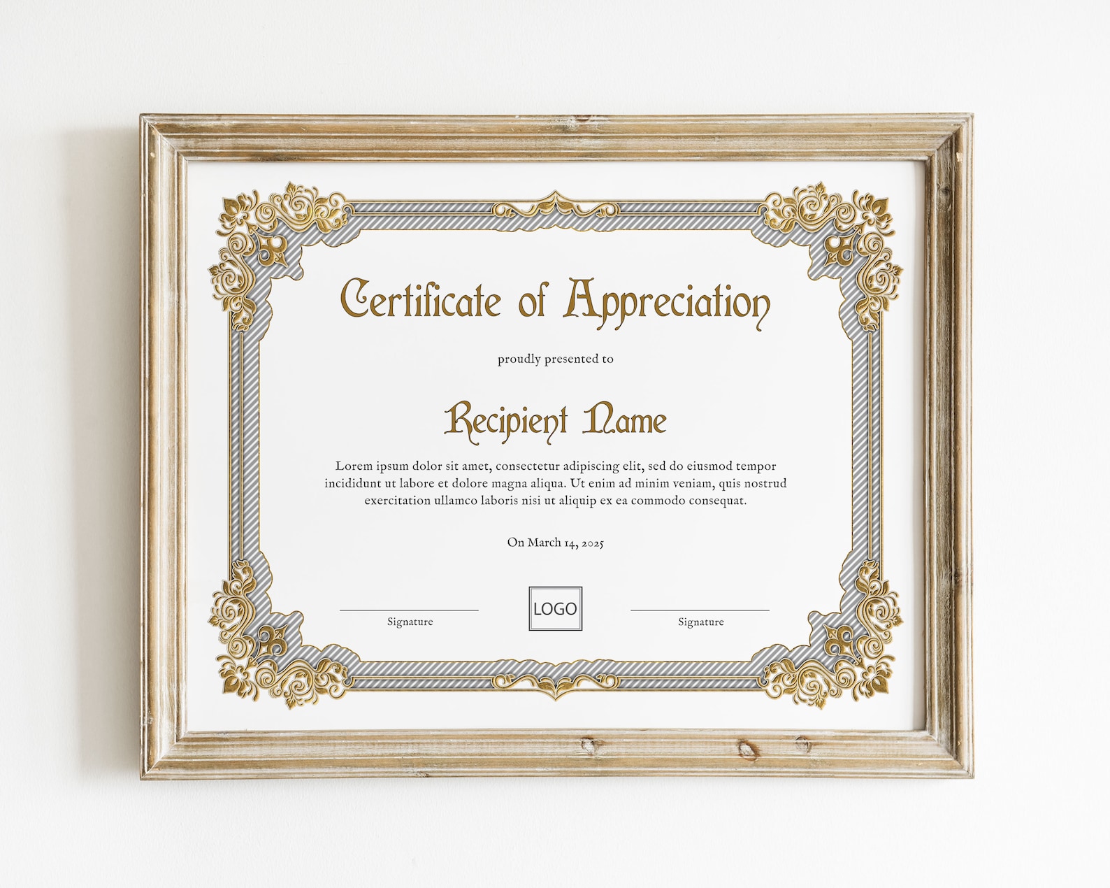 Appreciation Certificate Template Gold Certificate of - Etsy