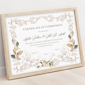Certificate of Commitment, Editable Printable Marriage Certificate ...