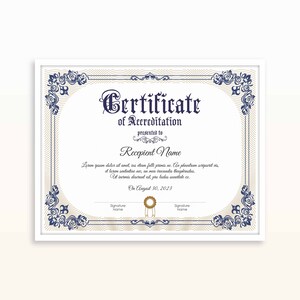 Editable Certificate of Accreditation Template Printable | Etsy