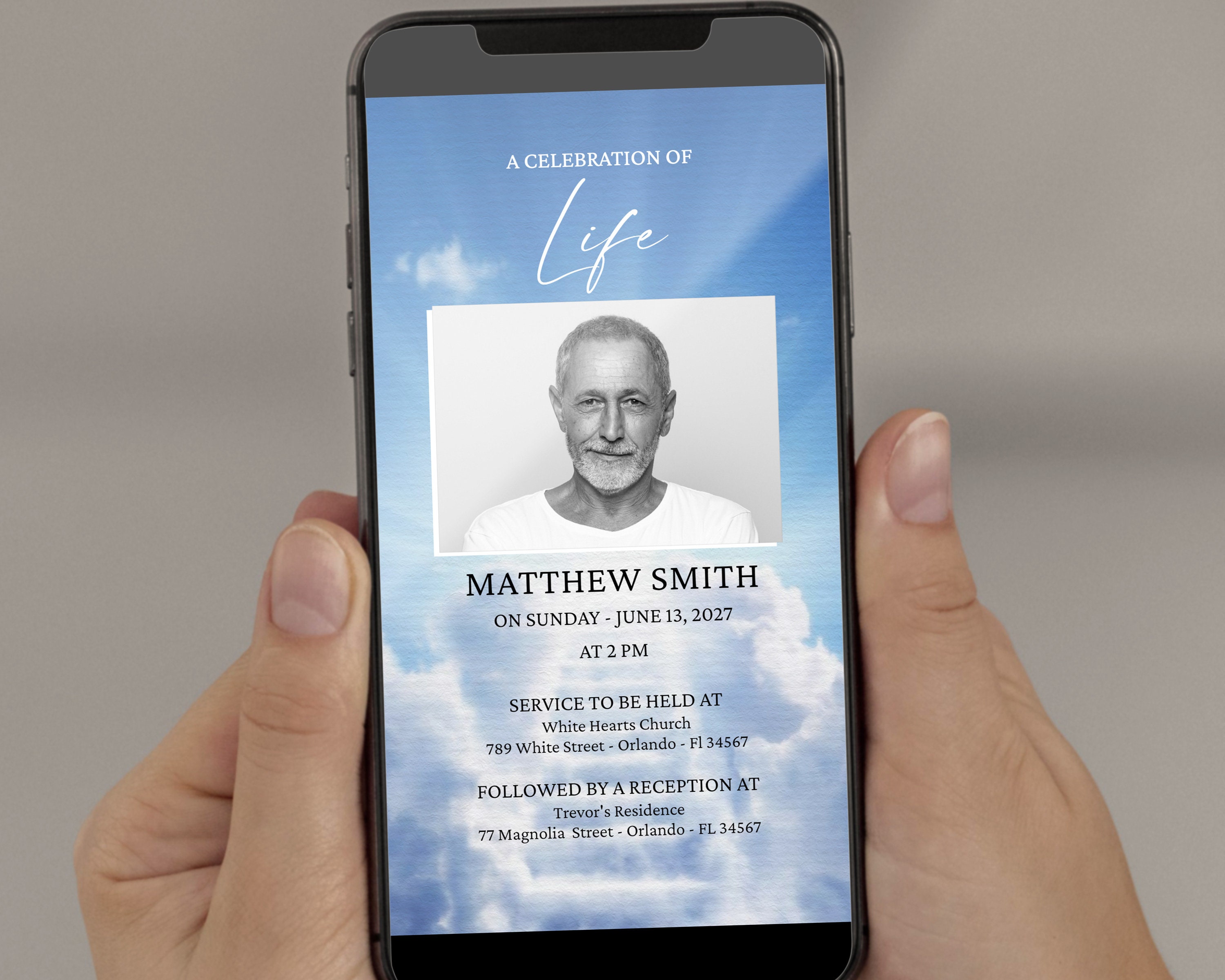 Digital Funeral Announcement Funeral Electronic Invitation - Etsy