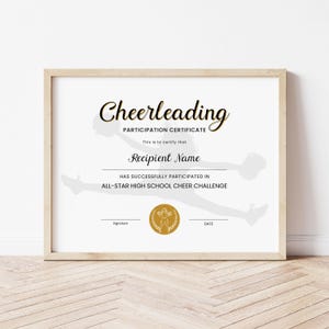Cheerleading Participation Certificate Template, High School Sports ...