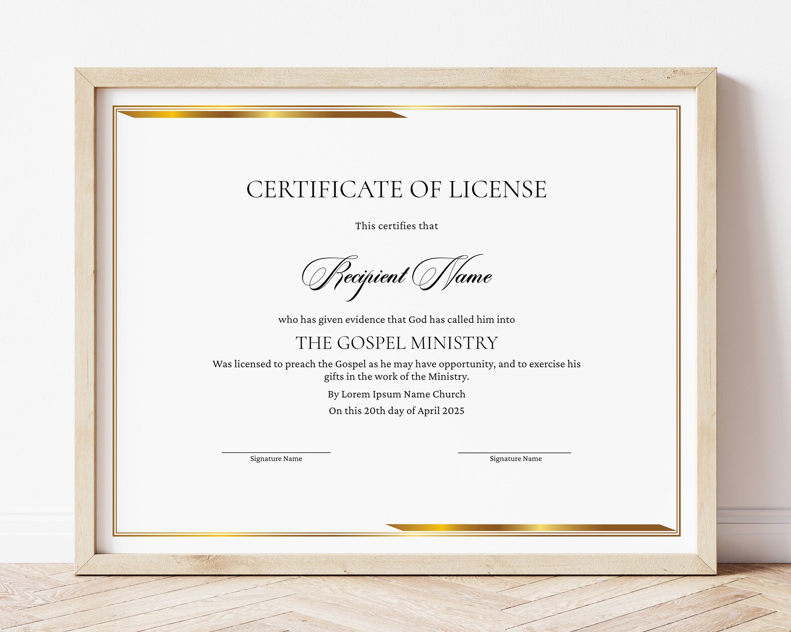 Editable Church Certificates Ordination License Baptism Church - Etsy