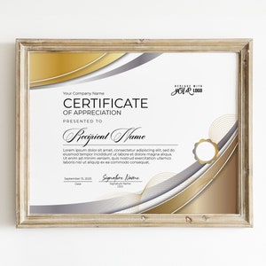 Gold Silver Bronze Certificate of Appreciation, Editable Printable ...