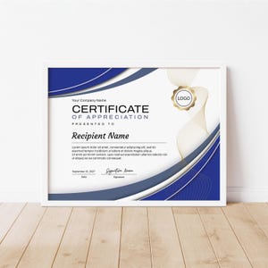 Modern Blue Certificate of Appreciation Printable Appreciation Award ...