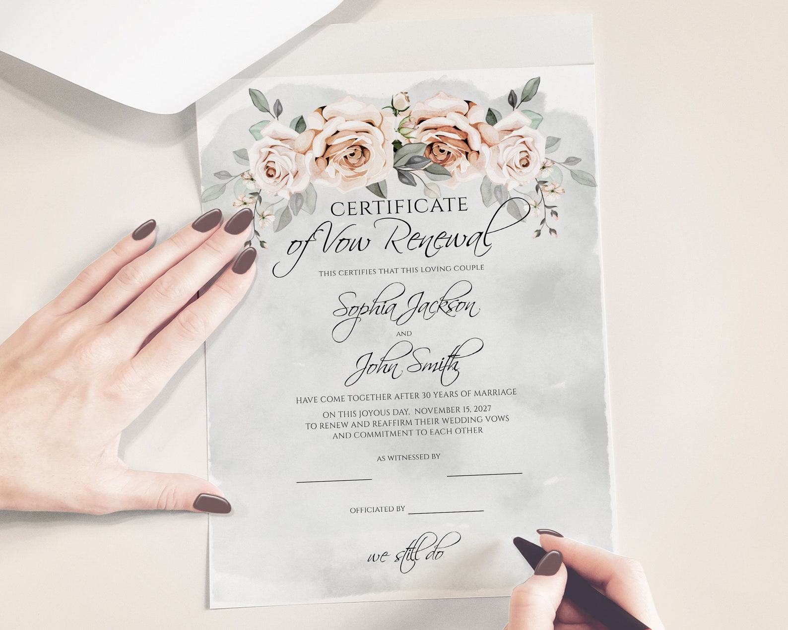 Vow Renewal Certificate Template Editable Printable Wedding - Etsy