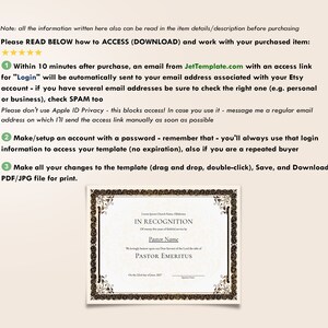 Pastor Emeritus Church Recognition Certificate Template Church Award ...