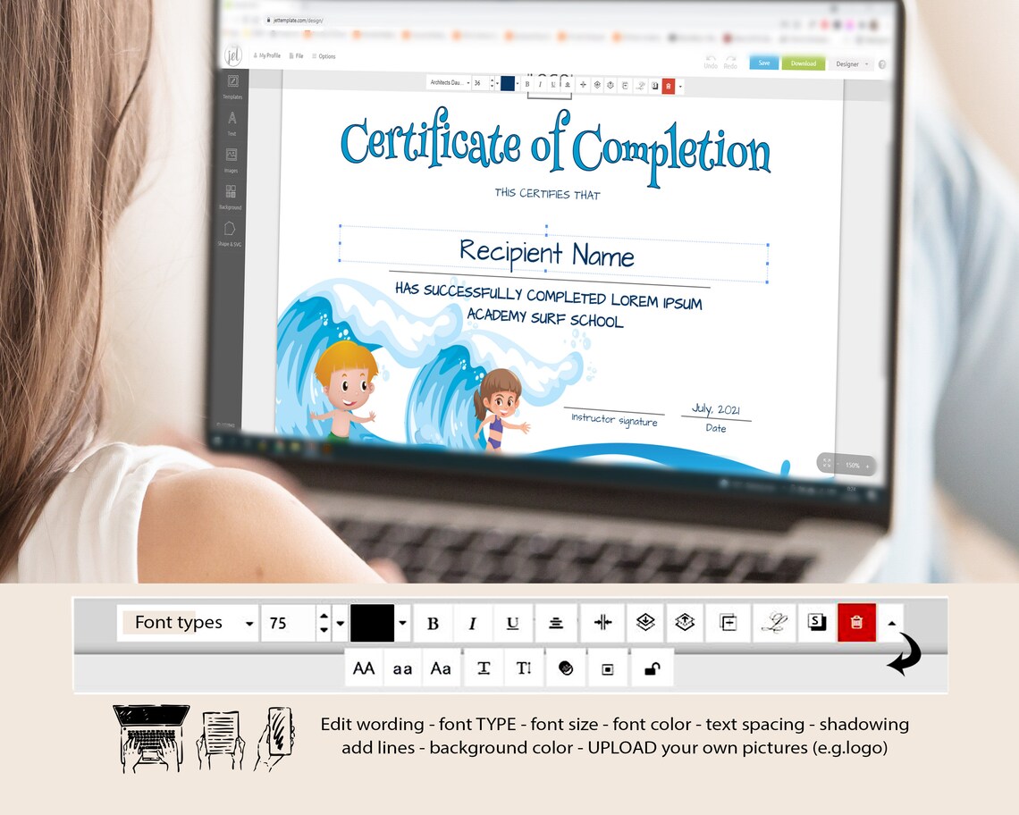 EDITABLE Surf Certificate Template Surf School Award - Etsy UK