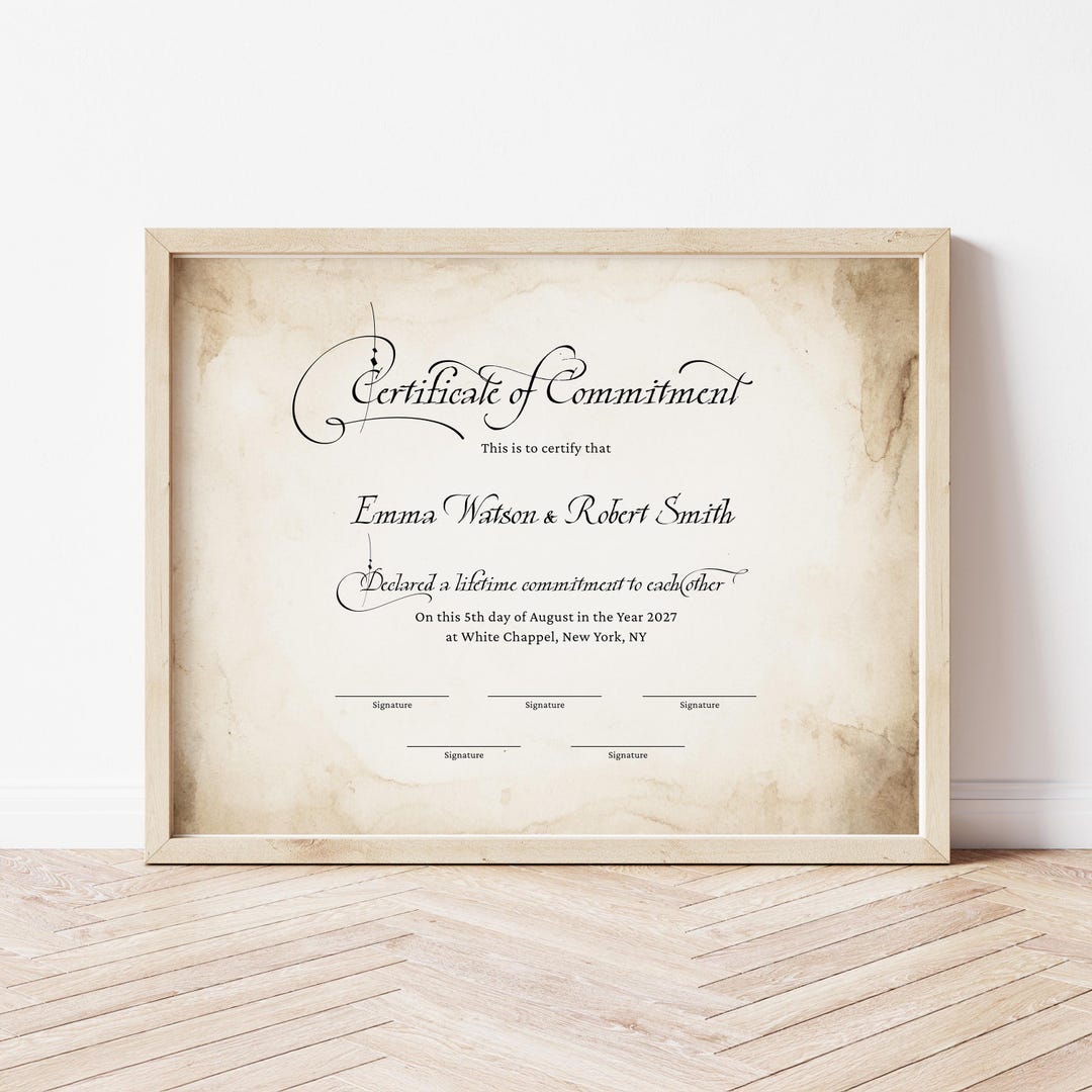 Calligraphy Commitment Certificate Template, Editable Commitment ...