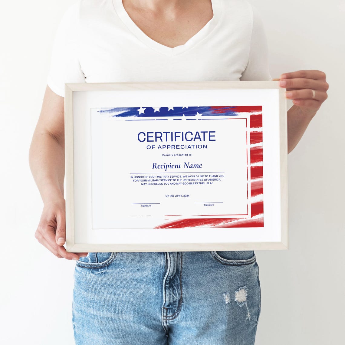 Editable Certificate Template American Flag Independence Day, Printable ...