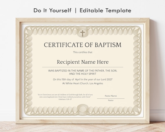 Editable Printable Baptism Certificates Blank