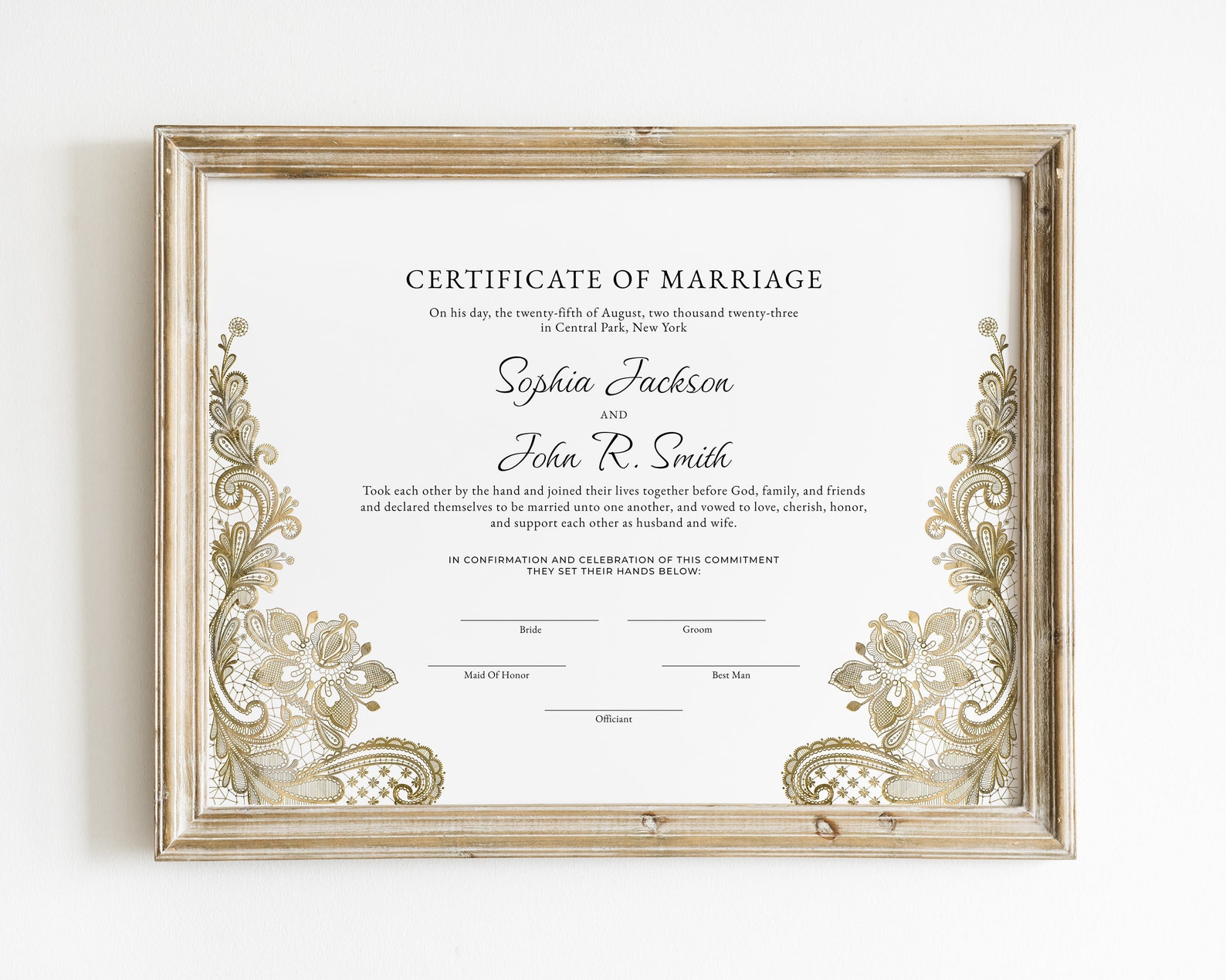 Editable Certificate of Marriage, Wedding Keepsake Marriage Certificate ...