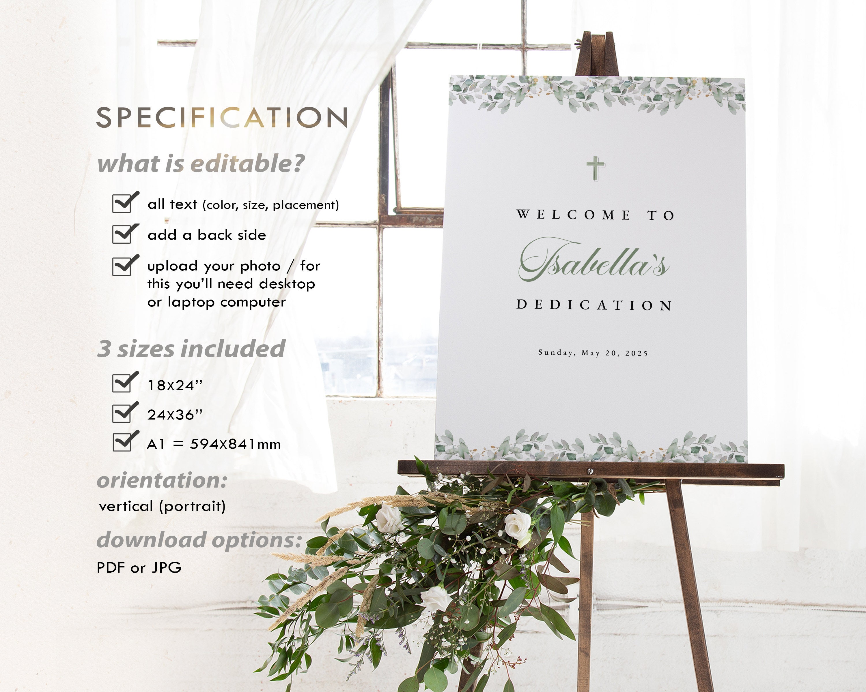 Dedication Welcome Sign Template Printable Large Dedication - Etsy