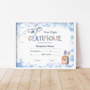 Editable My First Flight Certificate Template Kids Award Certificate ...