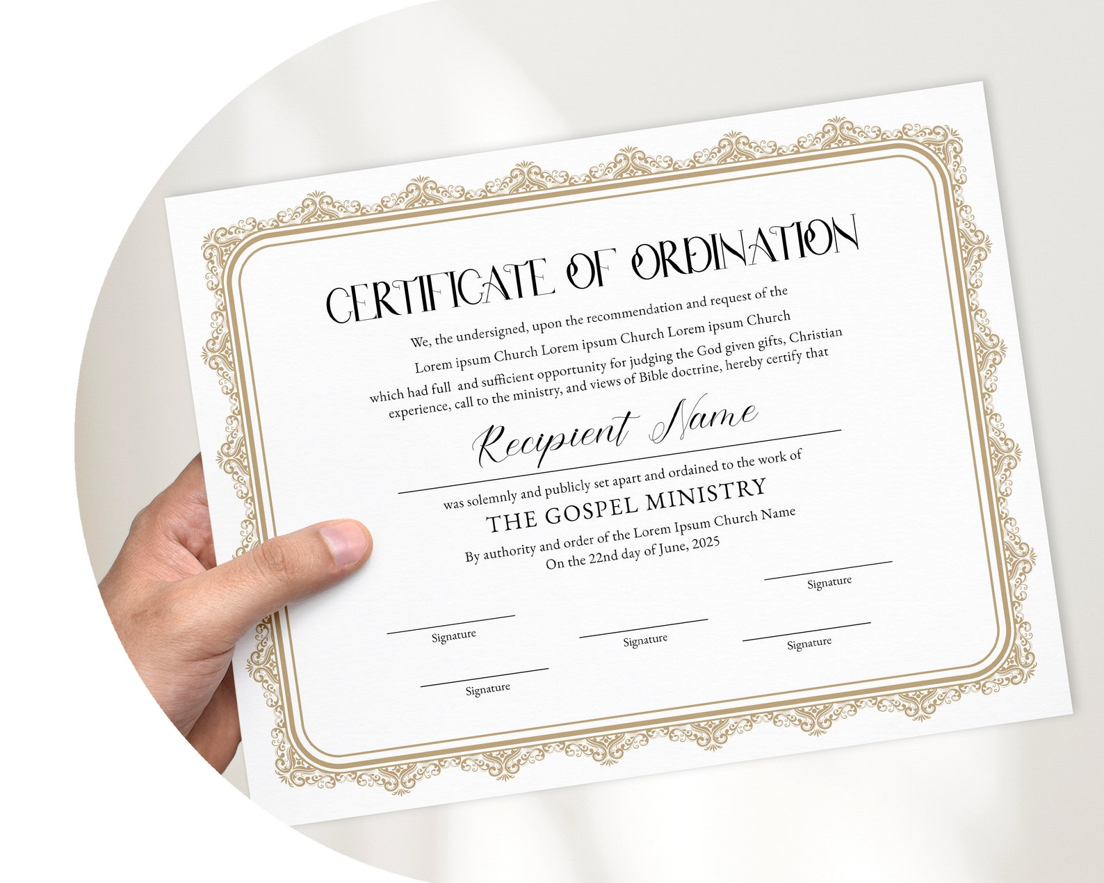 Editable Ordained Minister Certificate Template, Elegant Certificate of ...