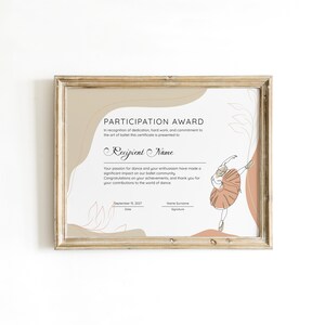 Ballet Dancer Award Certificate, Editable Ballet Awards Certificate ...