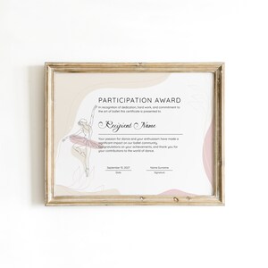 Editable Ballet Awards Certificate Template, Ballet Dancer Award ...