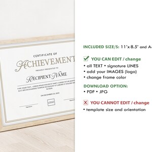 Editable Certificate of Achievement Template, Achievement Award ...
