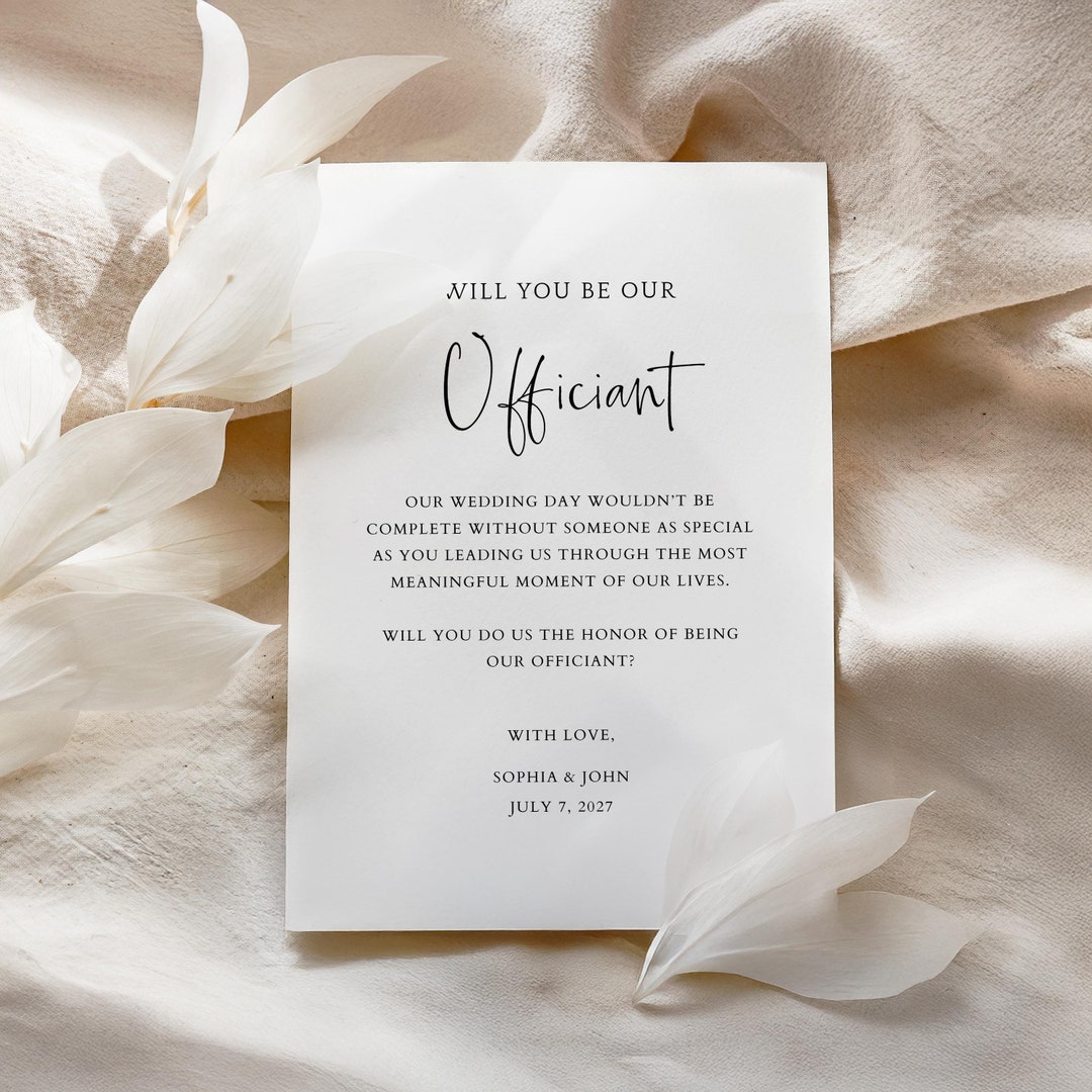 Wedding Officiant Proposal Card, Will You Marry Us Printable Card ...