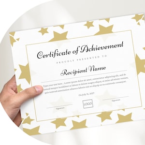 Editable Certificate of Achievement Award Certificate Template ...