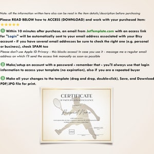 Tennis Certificate Award Template, Man With Tennis Racket, Sports ...