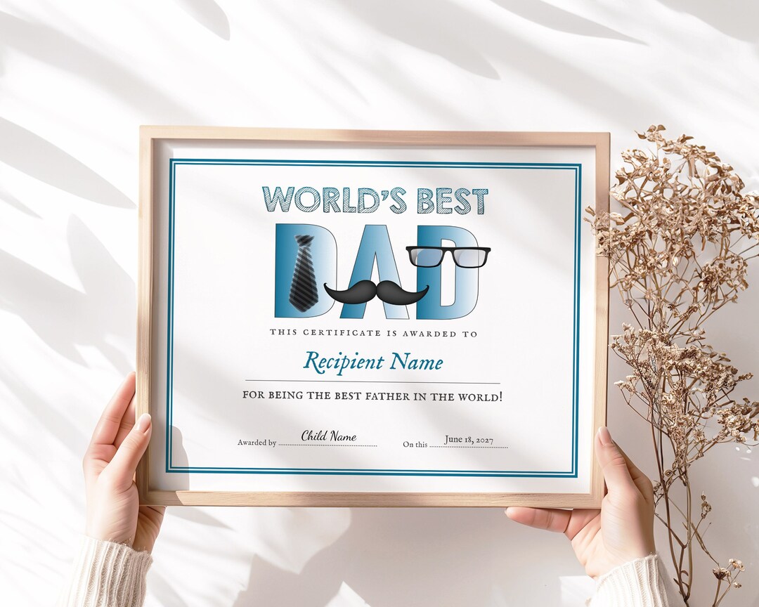 Personalized Gifts for Dad, World's Best Dad Certificate Award Father's ...