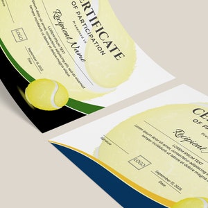 EDITABLE Tennis Certificate Template, Sport Award Certificates ...