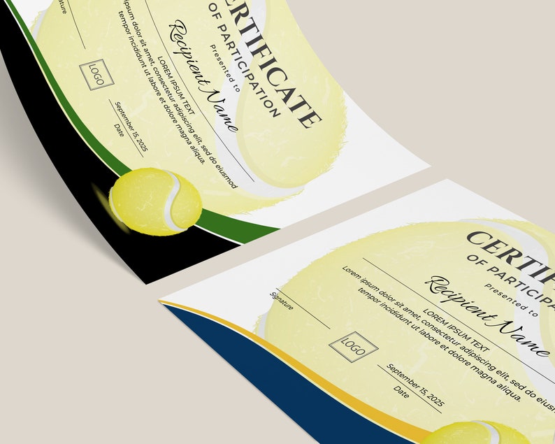 EDITABLE Tennis Certificate Template, Sport Award Certificates ...