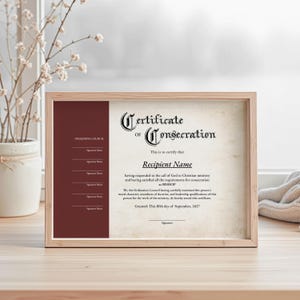 Editable Certificate of Consecration Template, Printable Consecration ...