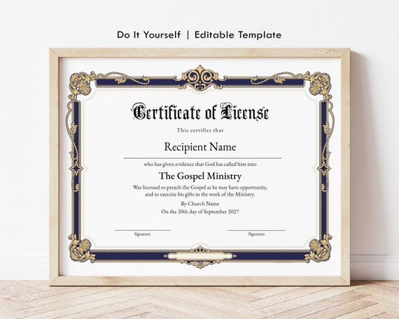 License Certificate Template