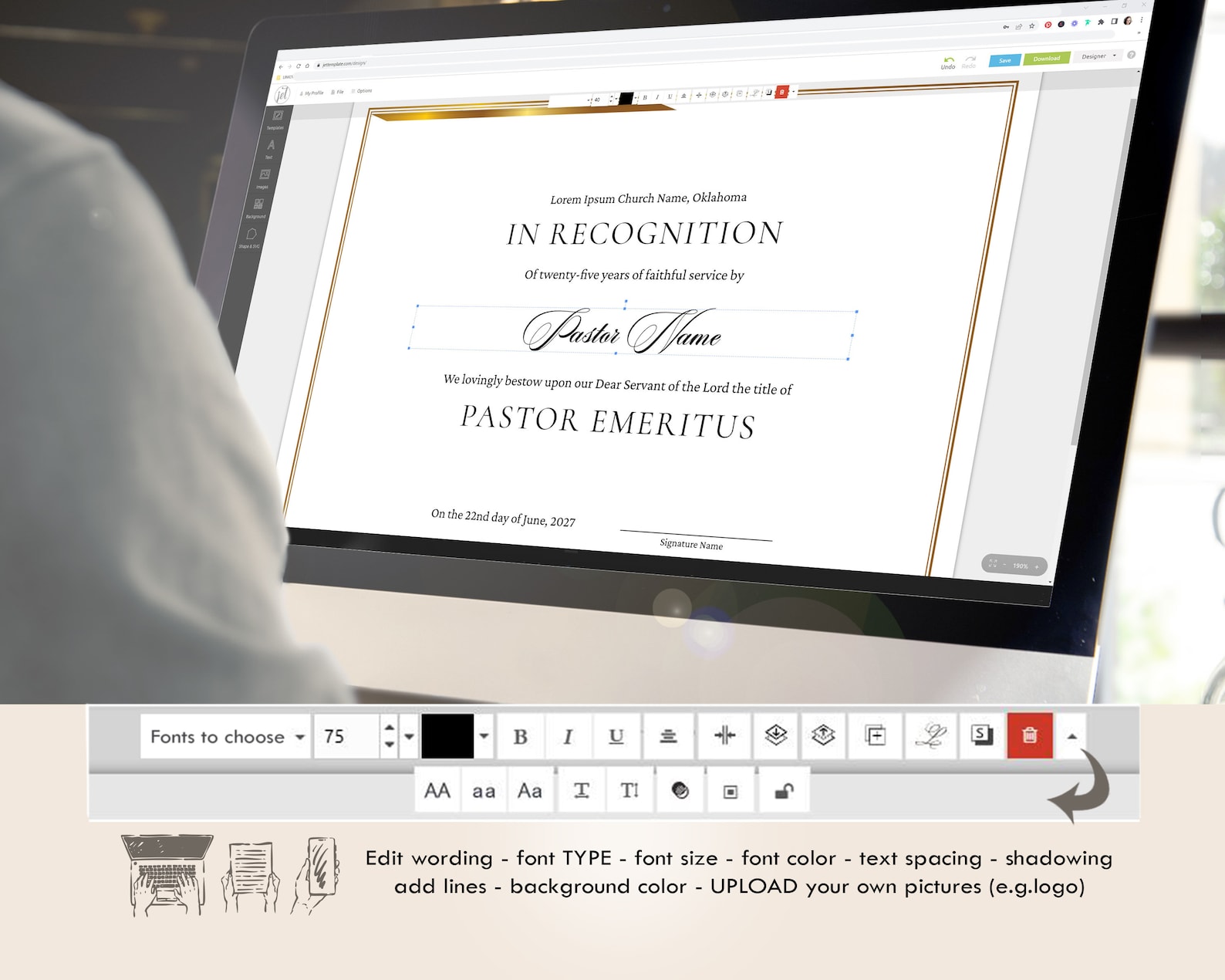Pastor Emeritus Church Recognition Certificate Template - Etsy